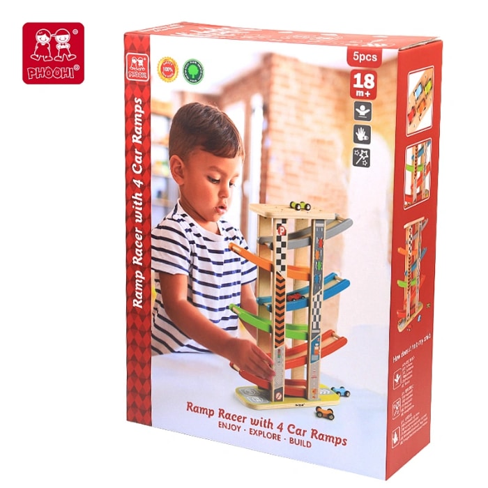 PHOOHI PH05W007 WOODEN RAMP RACER WITH 6 CAR RAMPS - Panoramic Balloon ...